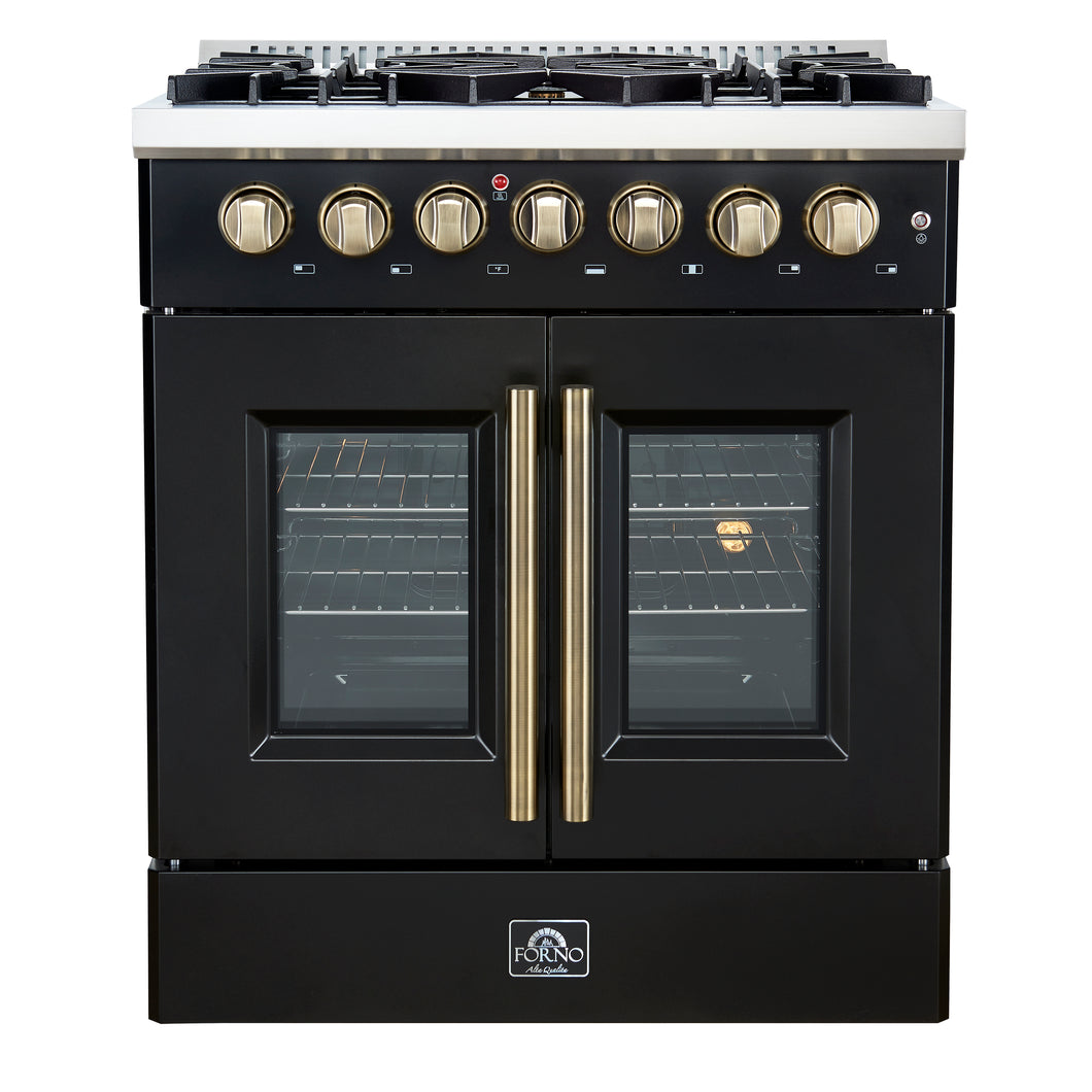 Cuisinière autonome à double combustible à portes françaises de 30 pou